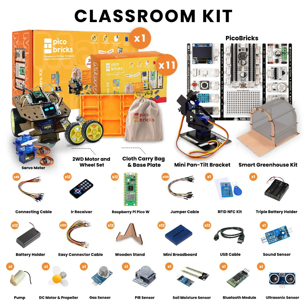 Picobricks Raspberry Pi Pico Starter Kit With 12 Sensors And