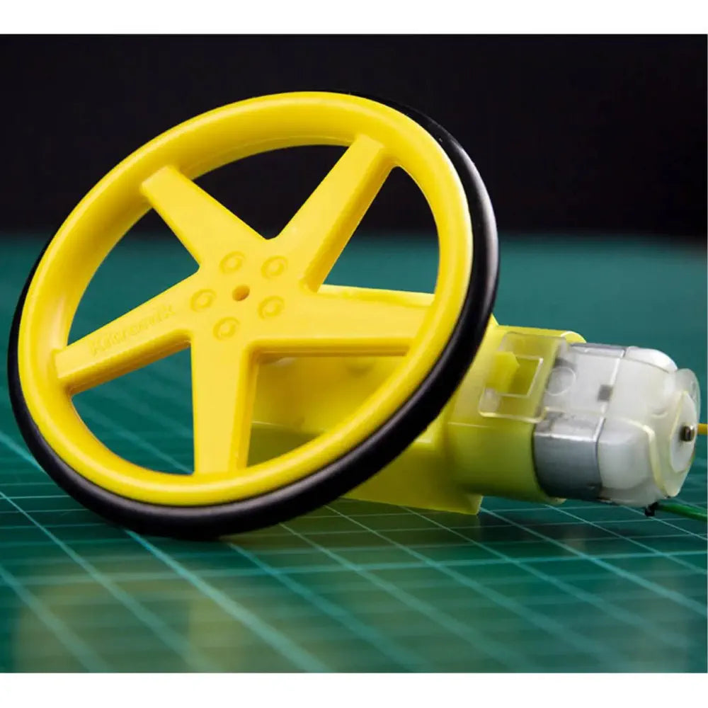 63mm Wheel for TT Motor - Yellow (2pk) - RobotShop