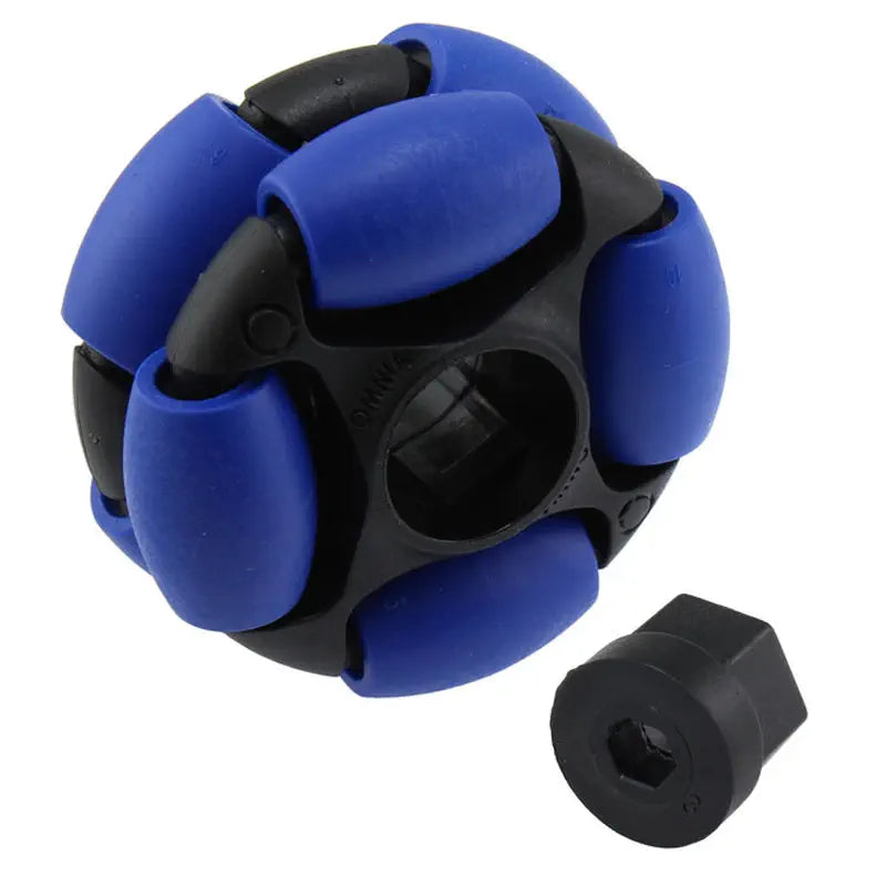 AndyMark Dualie Omni Wheel 2in. 5mm Hex Blue - RobotShop