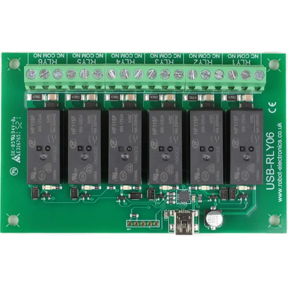 Devantech 6 x 16A USB Relay Board USB-RLY06 - RobotShop