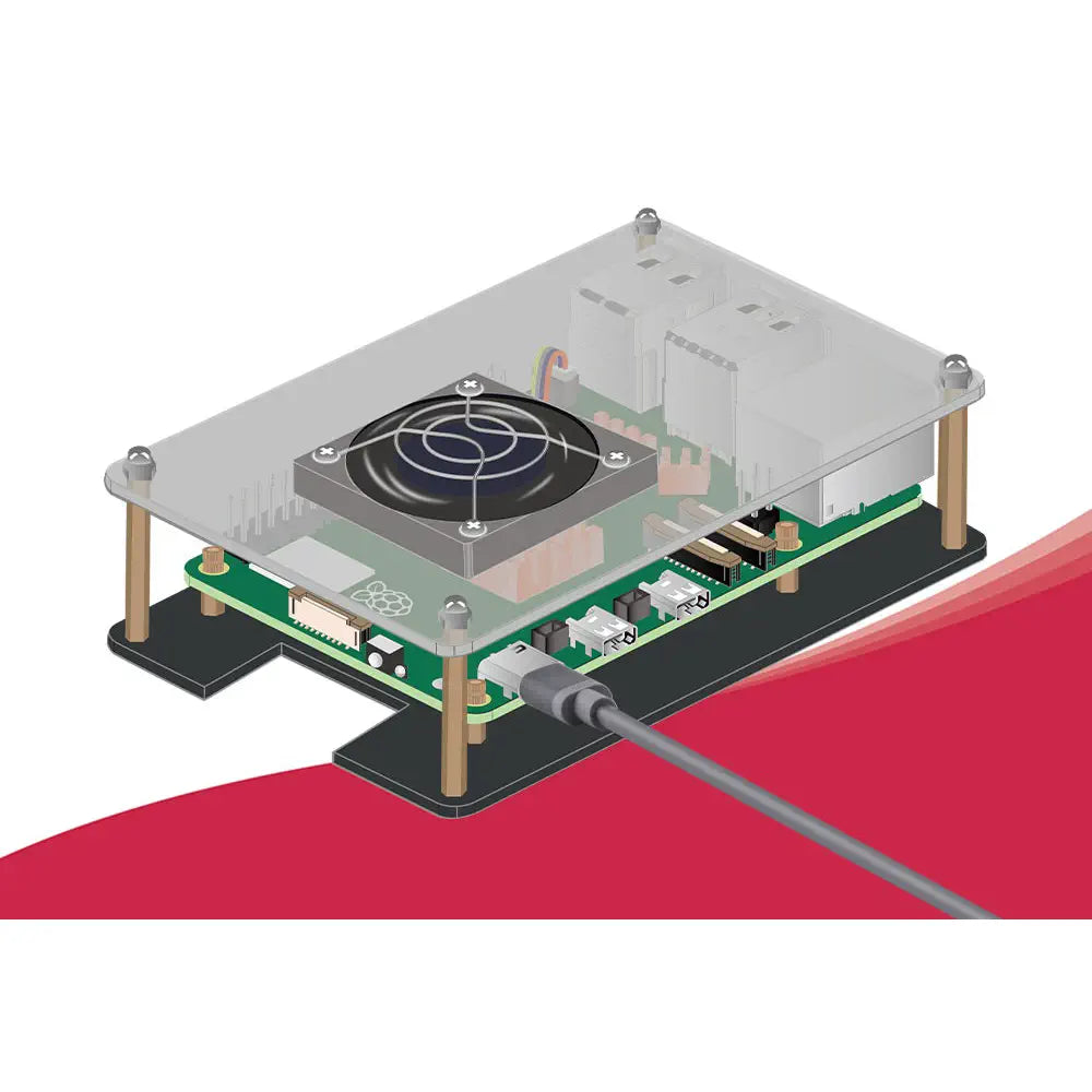 52Pi Acrylic Cooling Case w/ Fan & Heatsinks for Raspberry Pi 5 - RobotShop