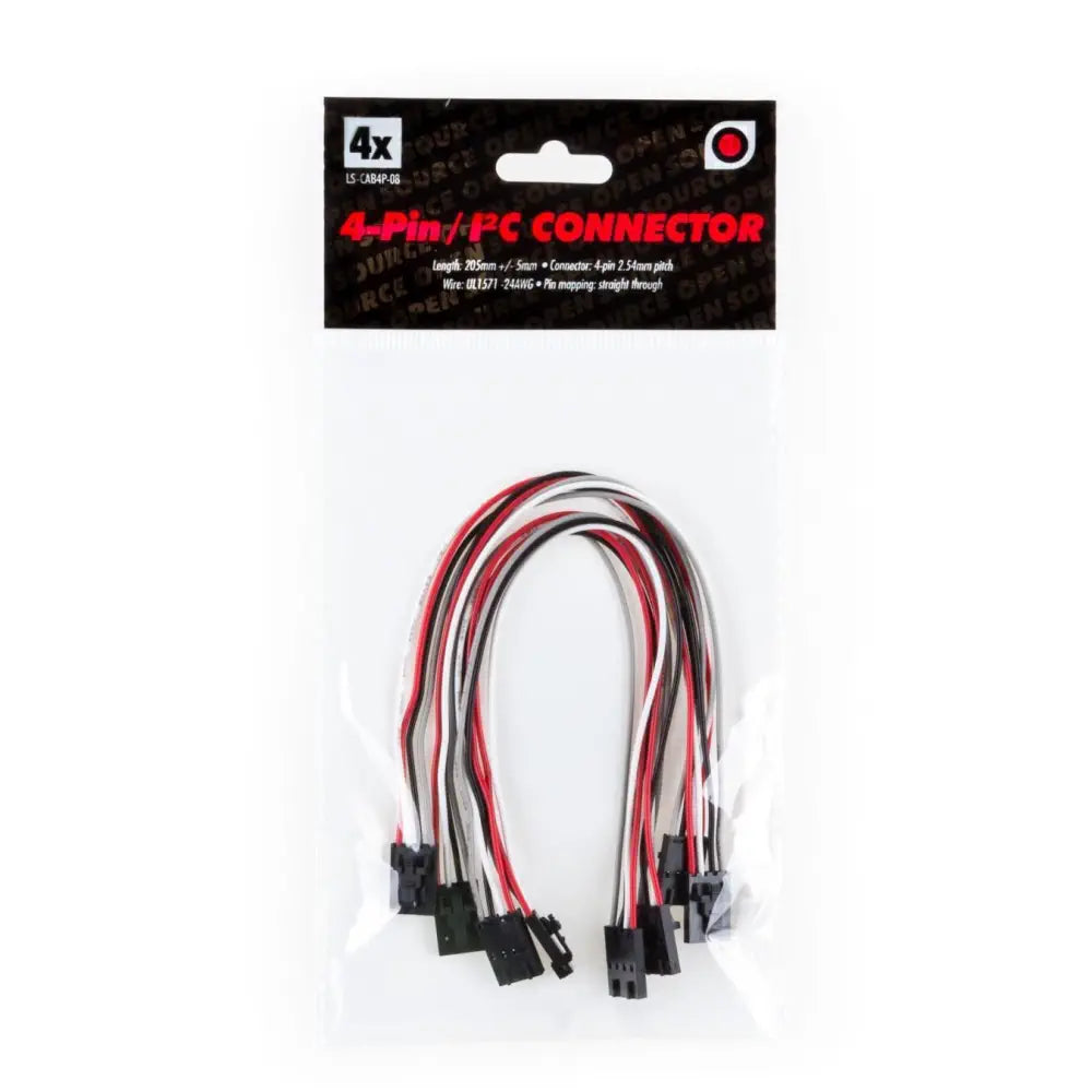 8" 4-Pin/I2C Connector Cable (4pk) - RobotShop