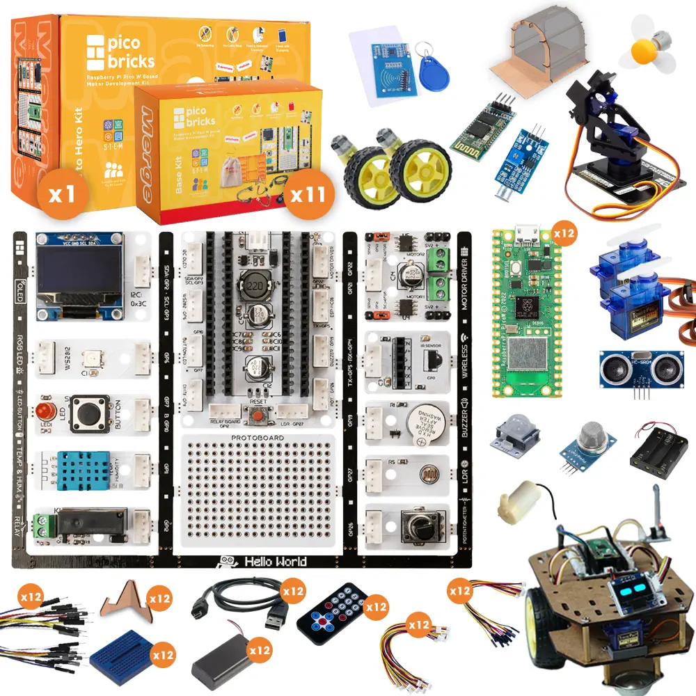 Picobricks Raspberry Pi Pico Starter Kit With 12 Sensors And Extensive Learning Guide