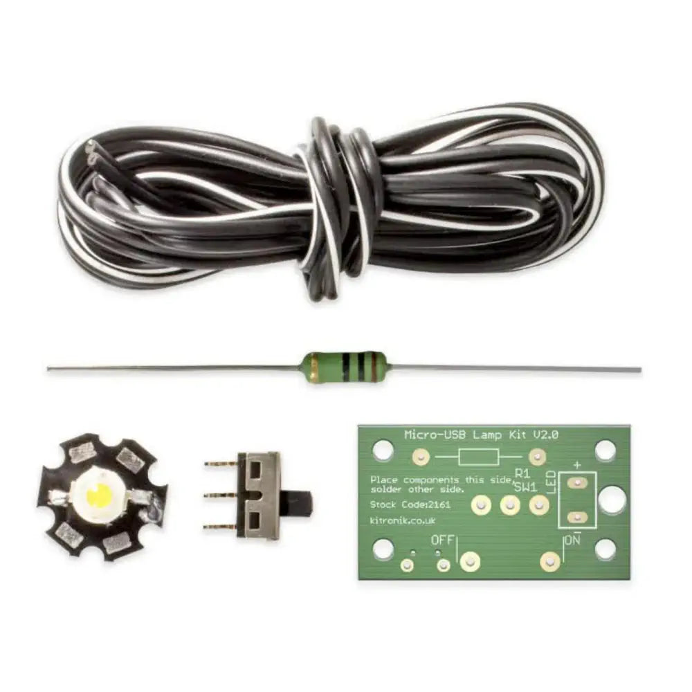 Kitronik Micro USB 1W LED Lamp Soldering Kit - RobotShop