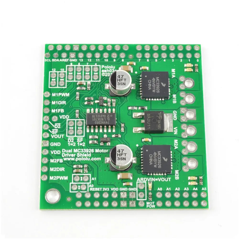 Pololu Dual MC33926 Motor Driver Shield for Arduino - RobotShop