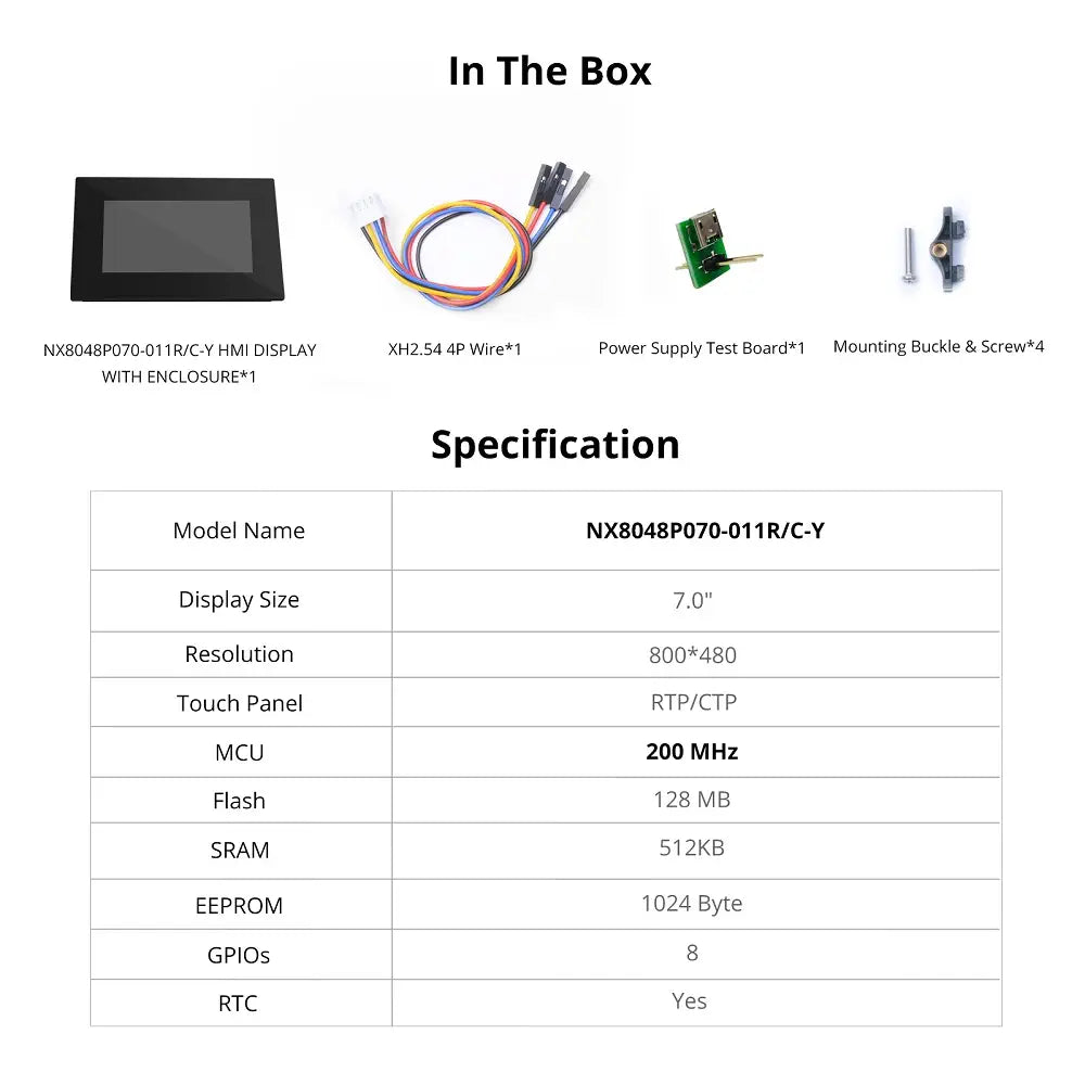 Nextion 7.0” Intelligent Series HMI Touch Display w/ Enclosure ...