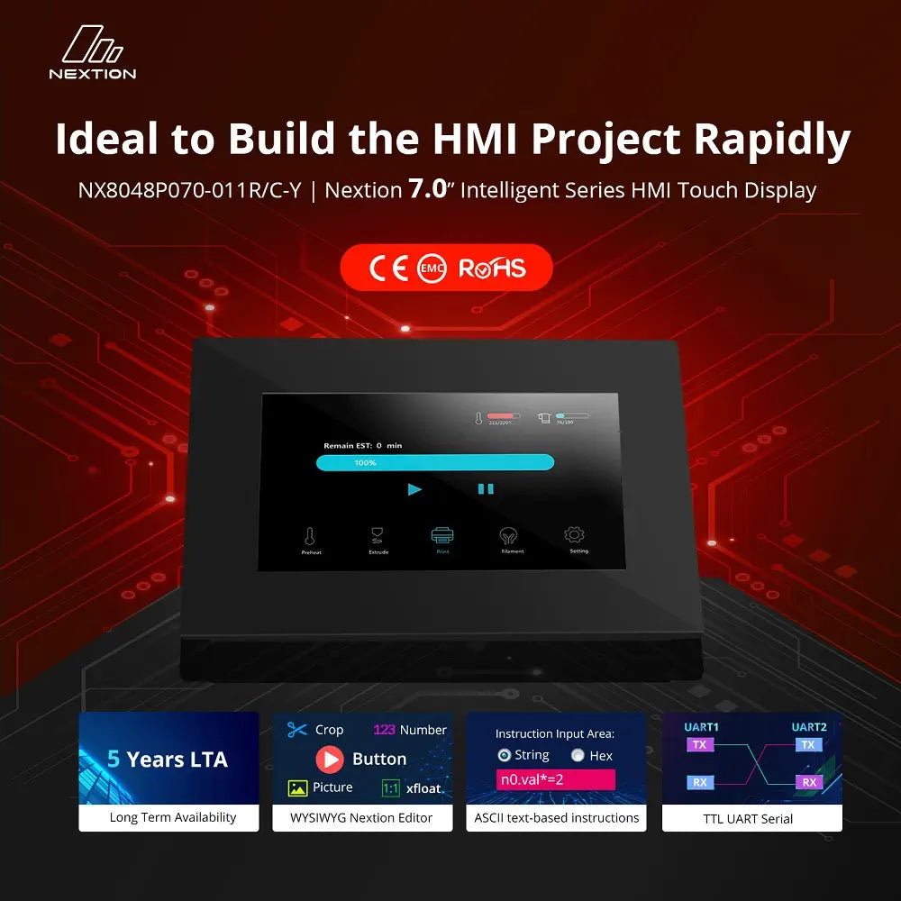 Nextion 7.0” Intelligent Series HMI Touch Display w/ Enclosure ...