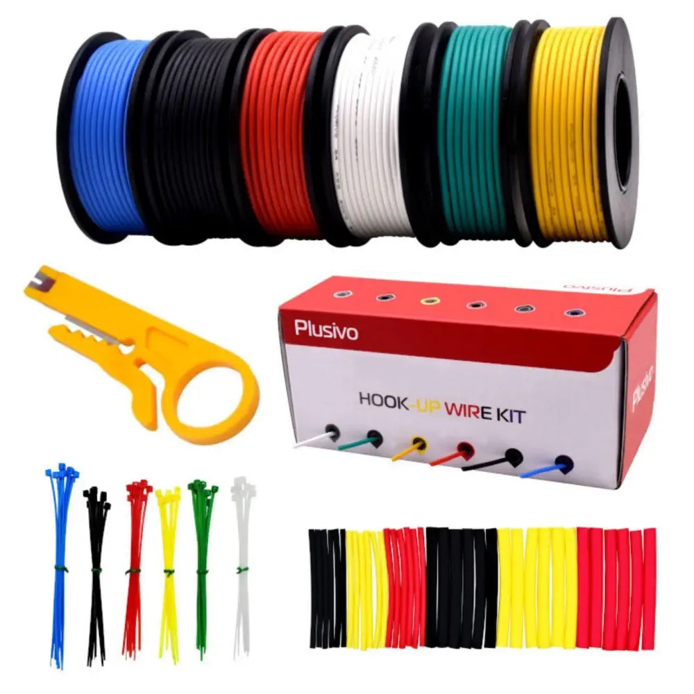 Plusivo 24AWG Hook Up Wire Kit - 6 Colors (11m each) - RobotShop