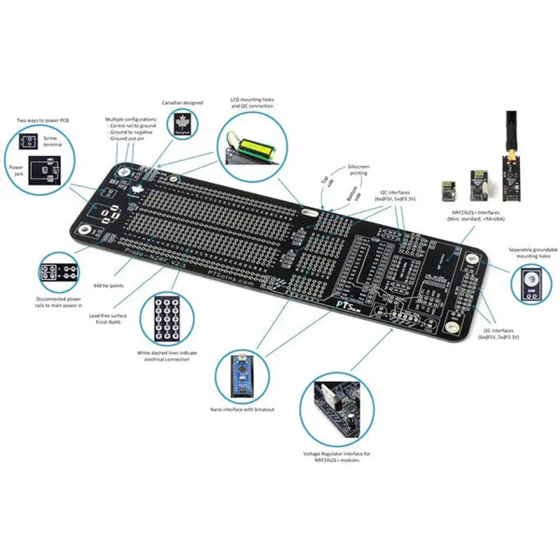 PTSolns Prototyping Solderable Breadboard PCB (2x) - RobotShop