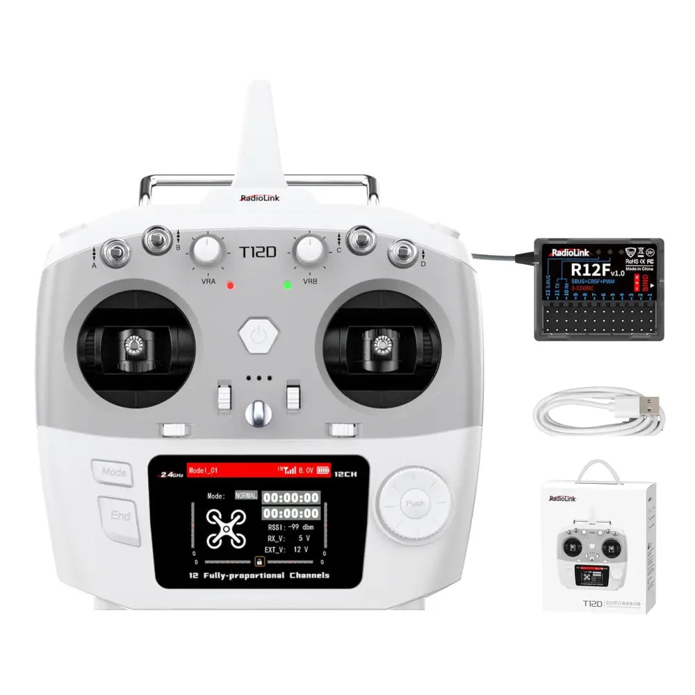 RadioLink T12D 12CH 2.4GHz Transmitter w/ R12F Receiver Long Range 800m ...