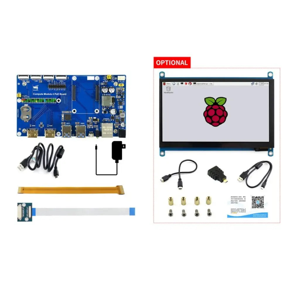 Raspberry Pi Compute Module 4 Development Kit w/ Waveshare PoE Board ...