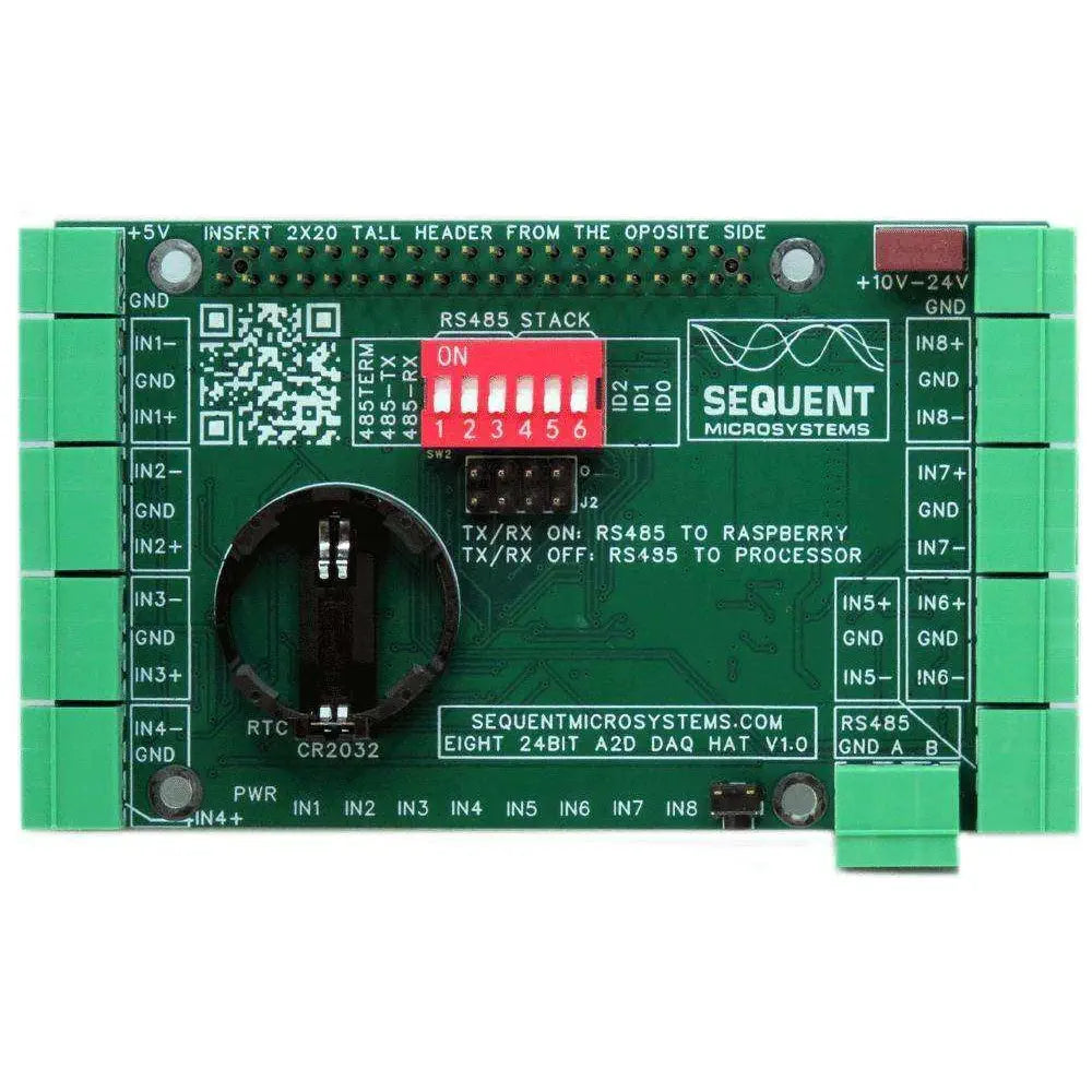 Sequent Microsystems 8 24-Bit Analog Inputs DAQ 8-Layer Stackable HAT for RPi - RobotShop