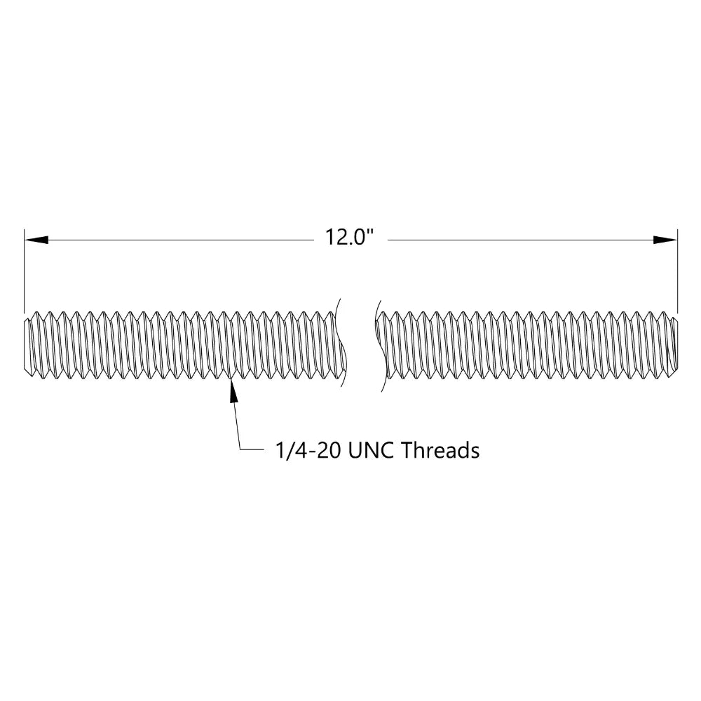 ServoCity 1/4"-20 UNC Threaded Rod (12" Length) - RobotShop