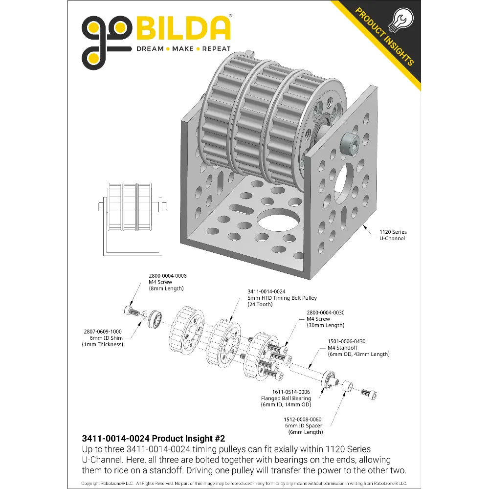 ServoCity 3411 Series 5mm HTD Pitch Hub Mount Timing Belt Pulley (14mm ...