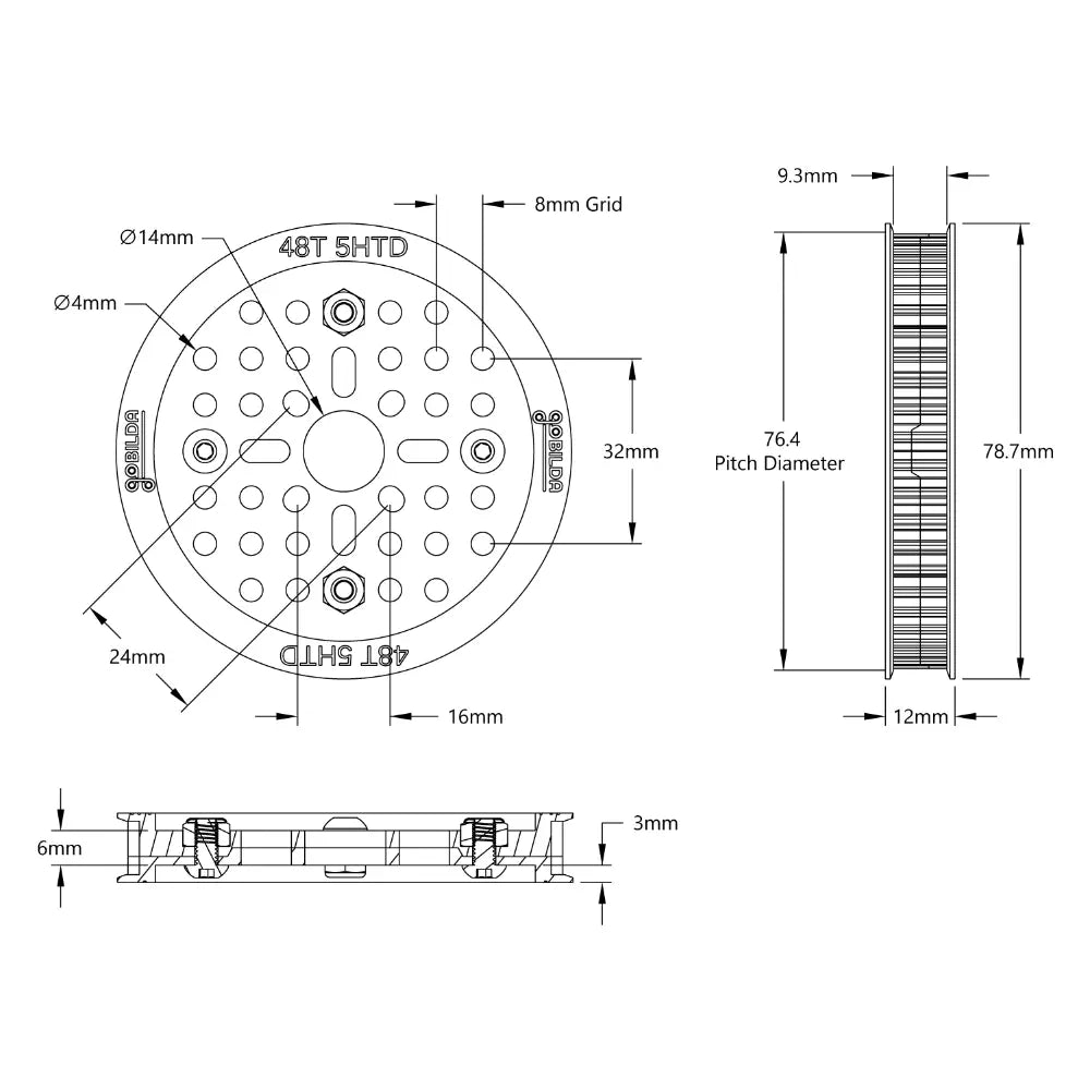 Servocity 3415 Series 5mm Htd Pitch Hub Mount Timing Belt Pulley 14mm