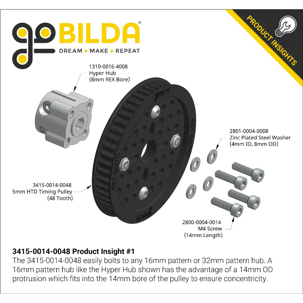 ServoCity 3415 Series 5mm HTD Pitch Hub Mount Timing Belt Pulley (14mm ...