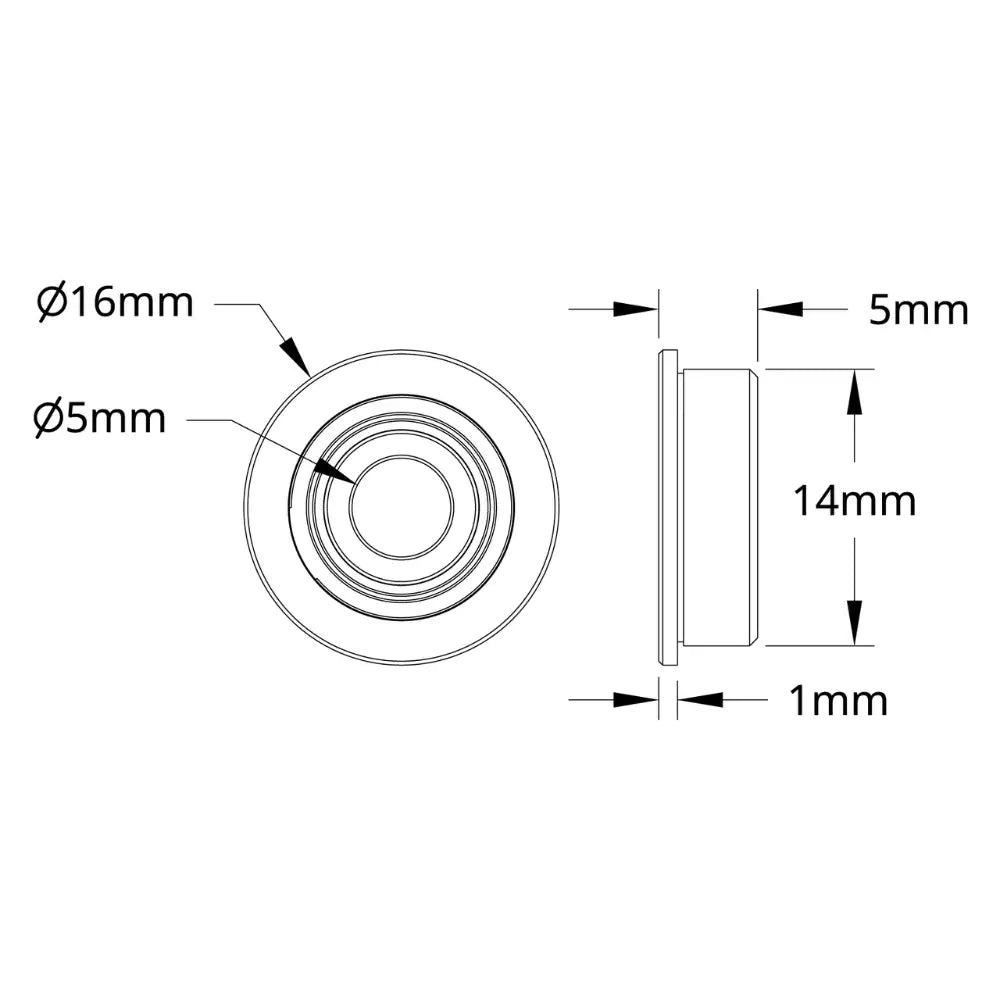 ServoCity 5mm ID Flanged Ball Bearing (14mm OD, 5mm Thickness) - 2 Pack ...