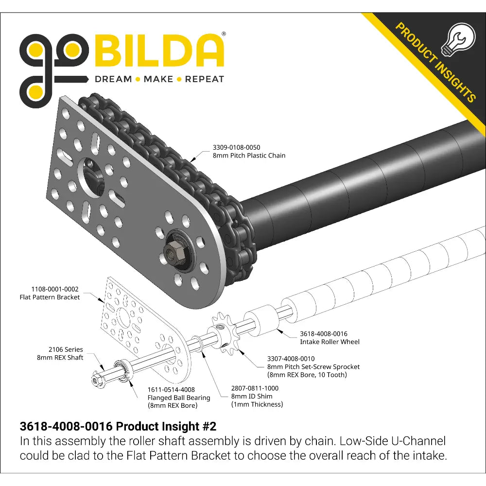 ServoCity Intake Roller Wheel (8mm REX, 16mm Diameter, 16mm Width, 30A ...