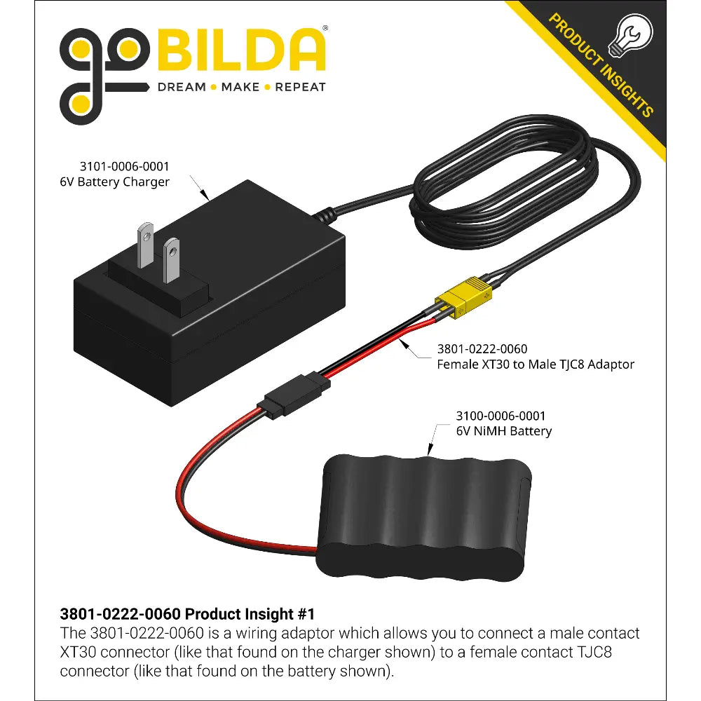 ServoCity XT30 [MH-FC] to 2-Pos TJC8 Power Connector [FH-MC] Adaptor ...