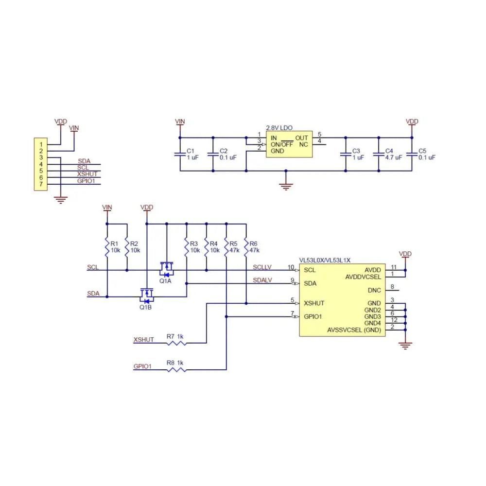 ToF Range Finder Sensor Breakout Board w/ Voltage Regulator - VL53L1X ...