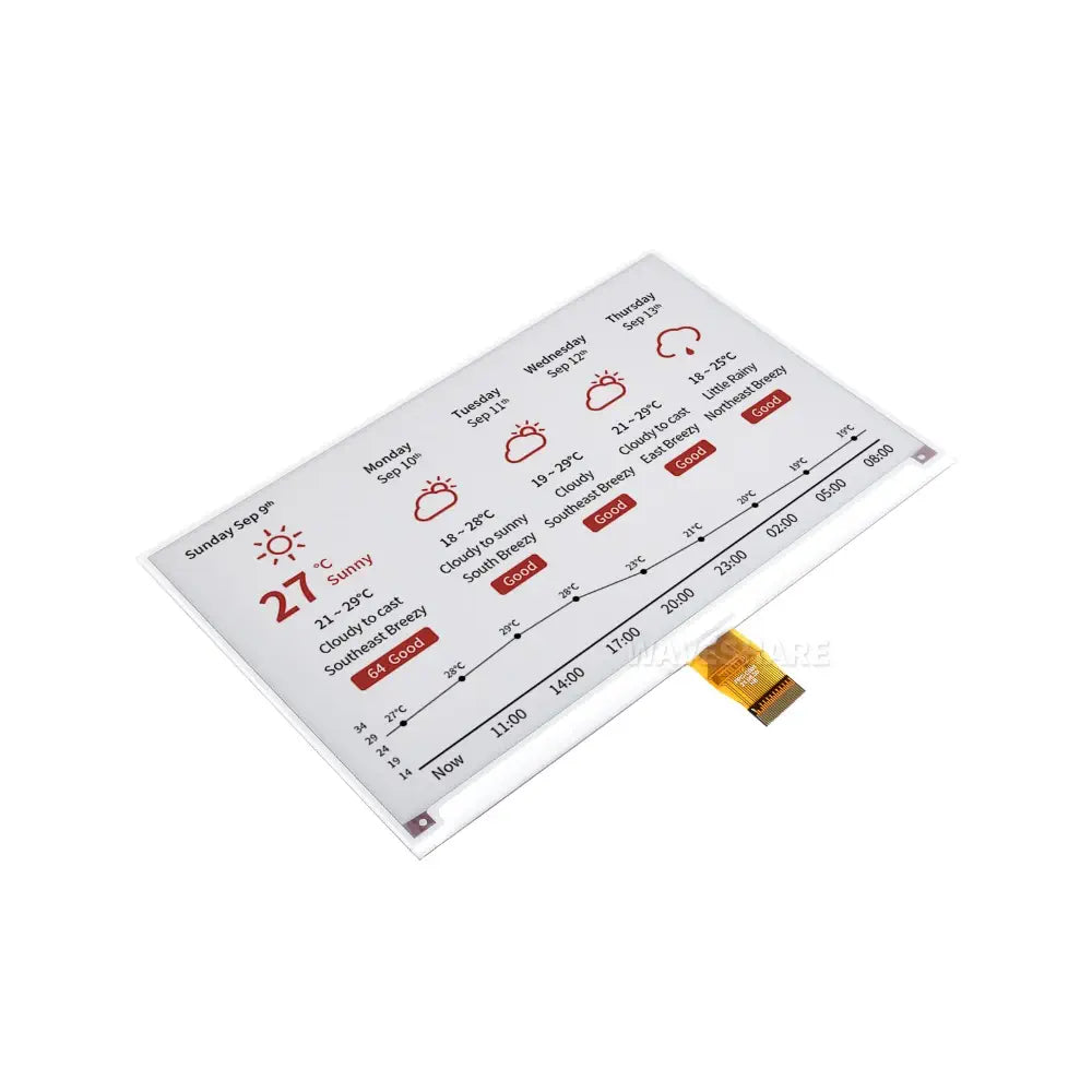 Waveshare 7.5" E-Paper (B) E-Ink Raw Display, 800×480, Red/Black/White ...